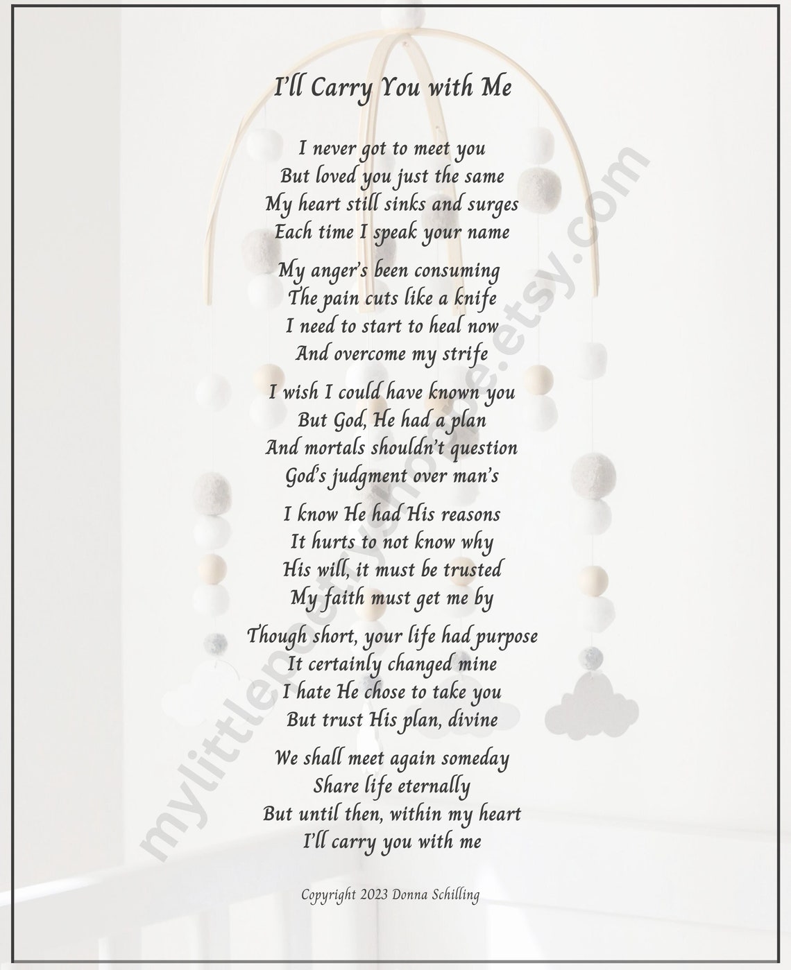 I'll Carry You With Me Sympathy Poem, Bereavement Poem, Memory Poem ...