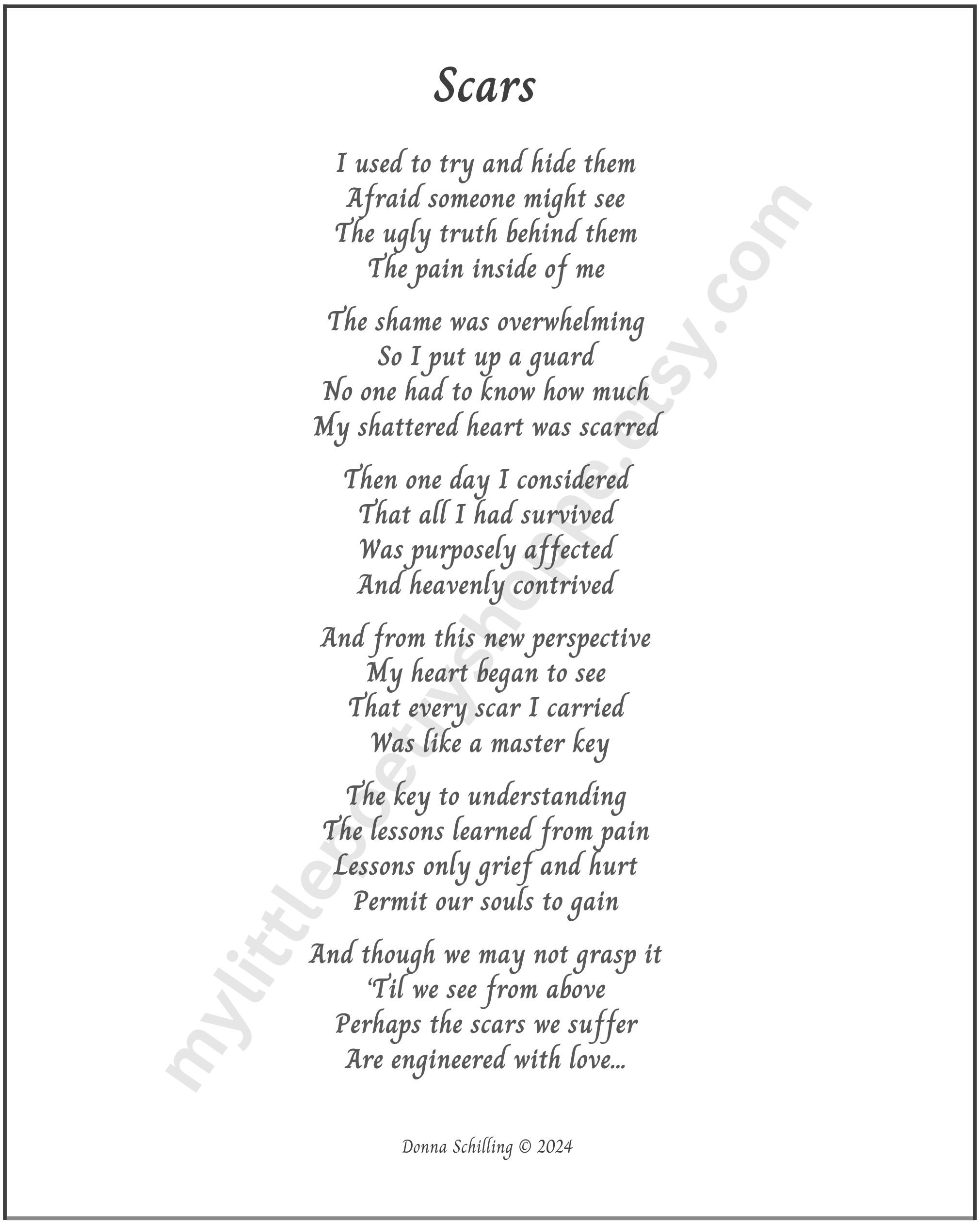 Scars Encouragement Poem, Uplifting Poem, Inspirational Poem, Friend ...