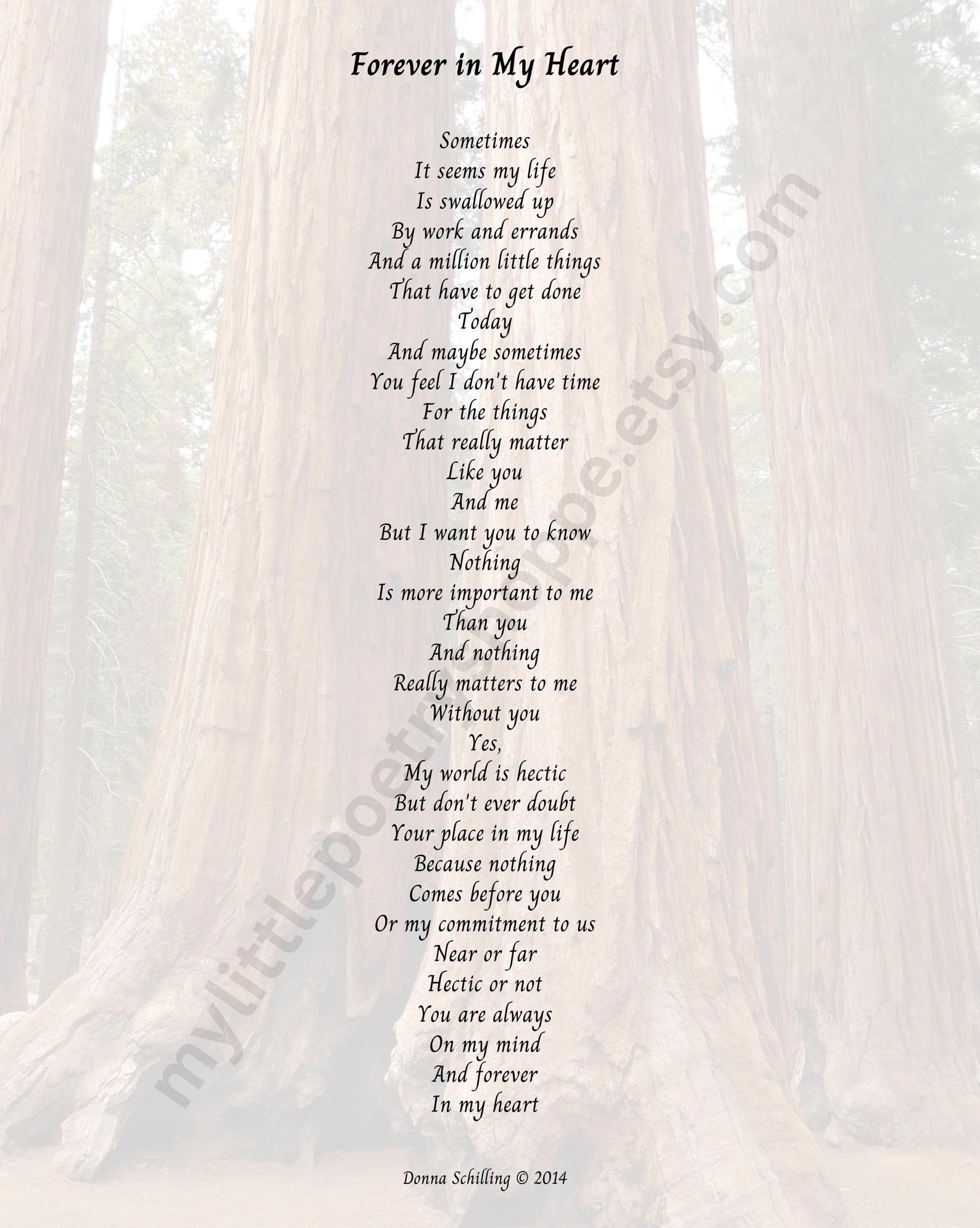 Forever in My Heart Poem: Husband, Wife, Partner Gift (digital Download ...