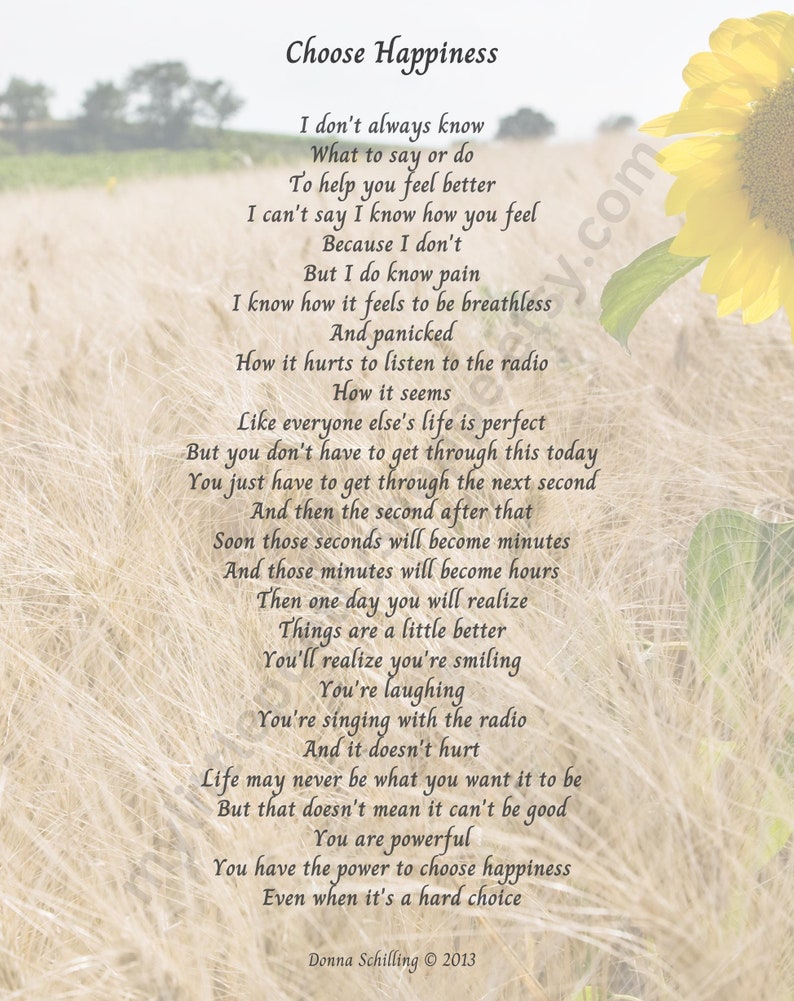 Choose Happiness - Encouragement Poem, Uplifting Poem, Inspirational ...