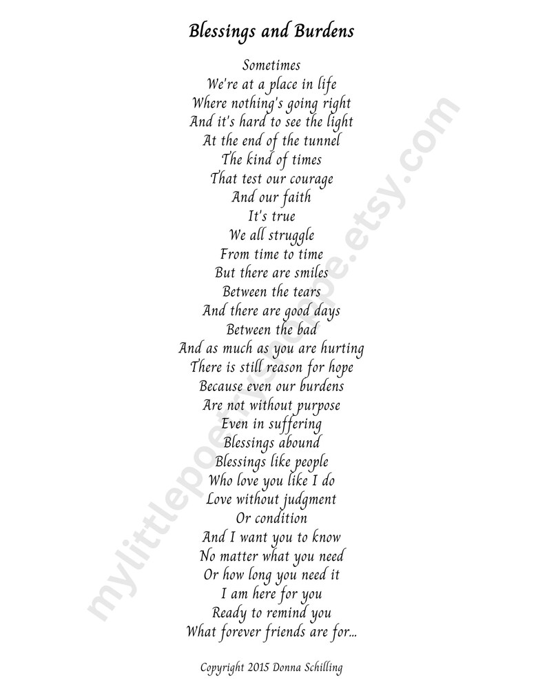 INSTANT DOWNLOAD Inspirational: "blessings and Burdens," Encouragement ...