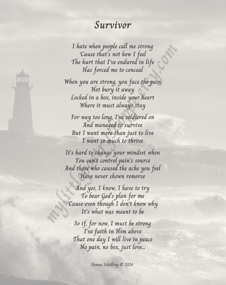INSTANT DOWNLOAD Inspirational: "survivor," Encouragement, Uplifting ...