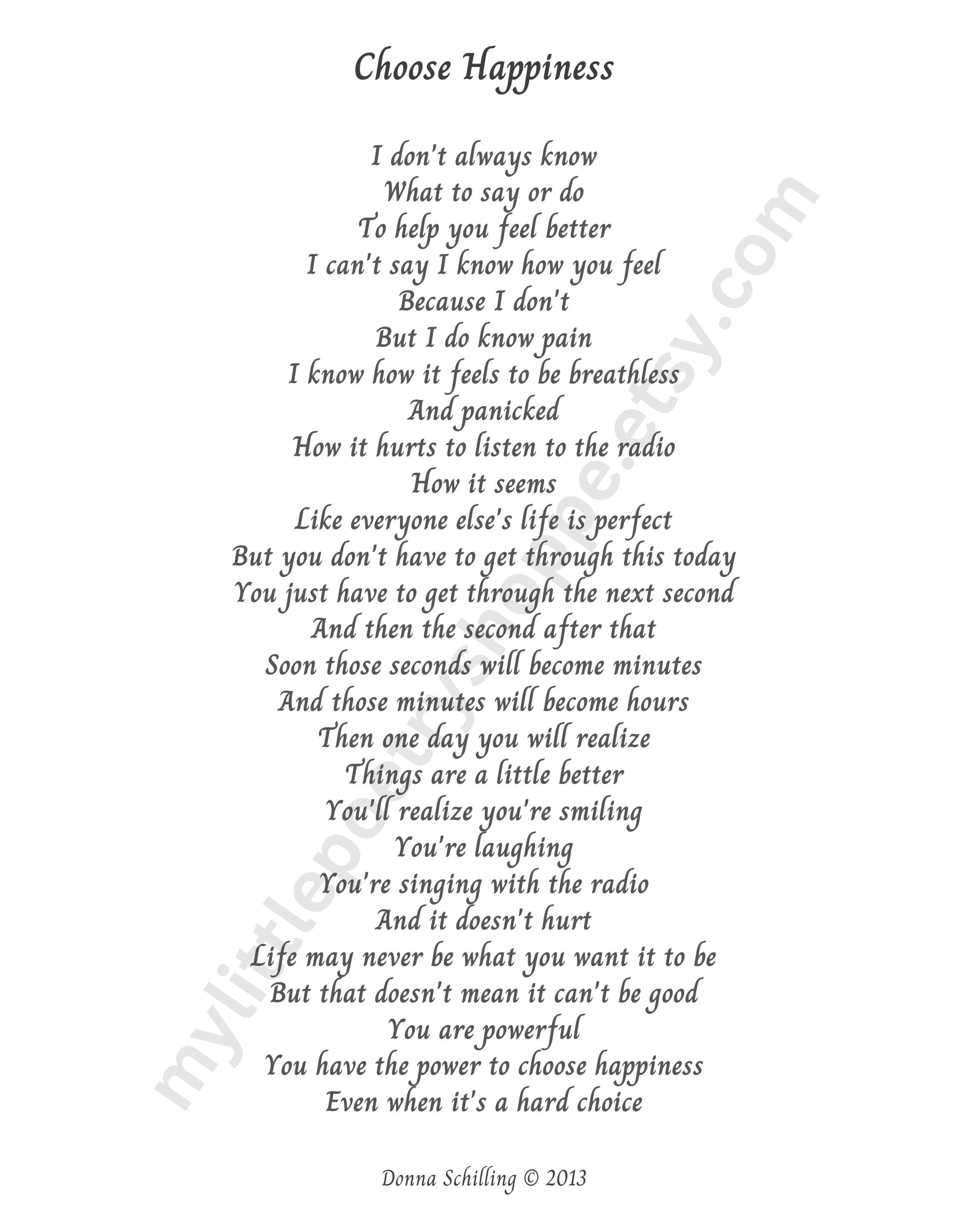 Choose Happiness - Encouragement Poem, Uplifting Poem, Inspirational ...