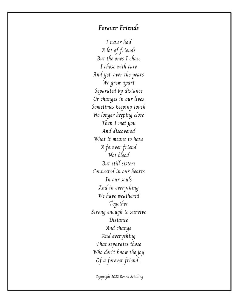 Forever Friends INSTANT DIGITAL DOWNLOAD Friend Poem Best - Etsy
