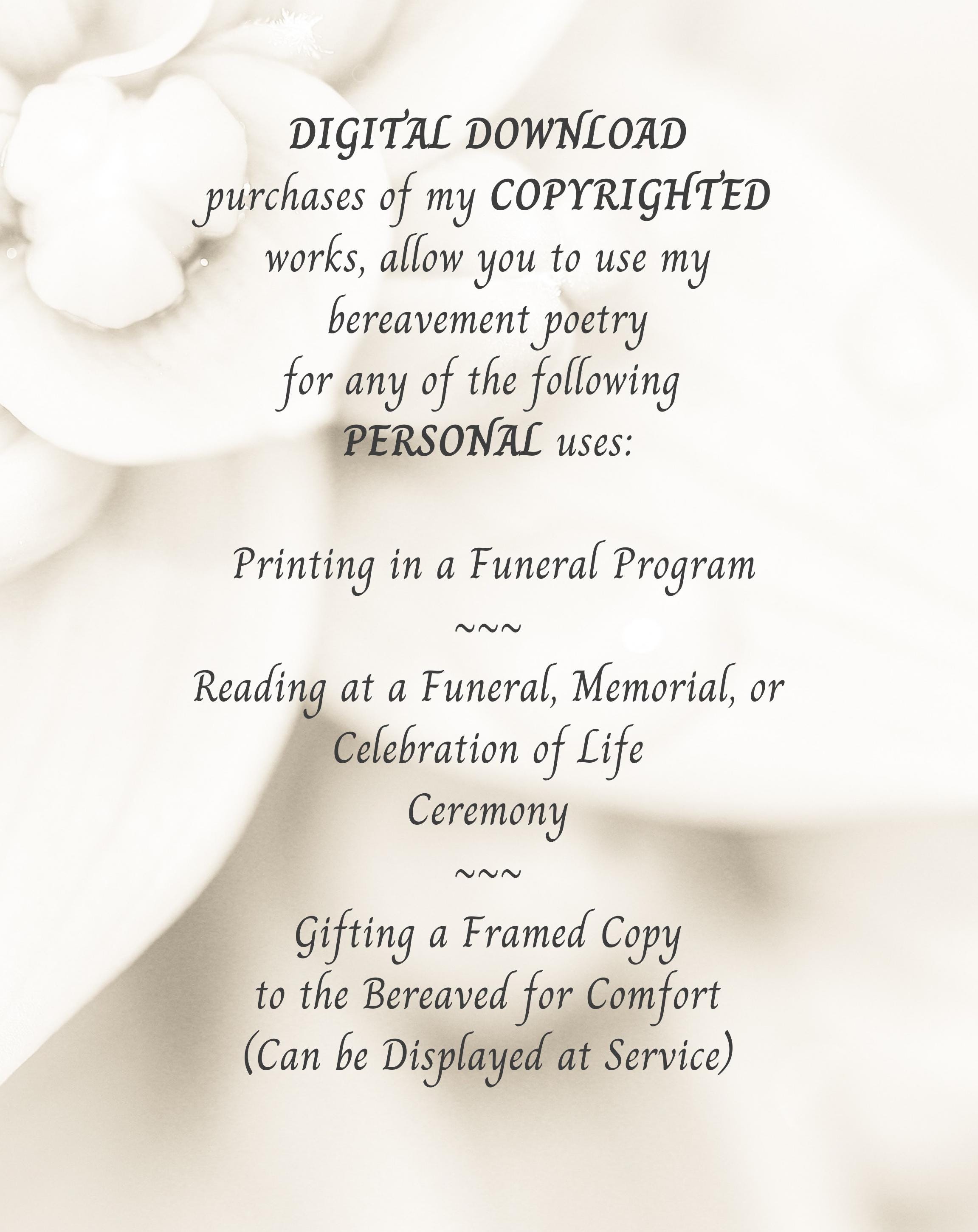 INSTANT DOWNLOAD Sympathy: "missing You," Remembrance, Funeral ...