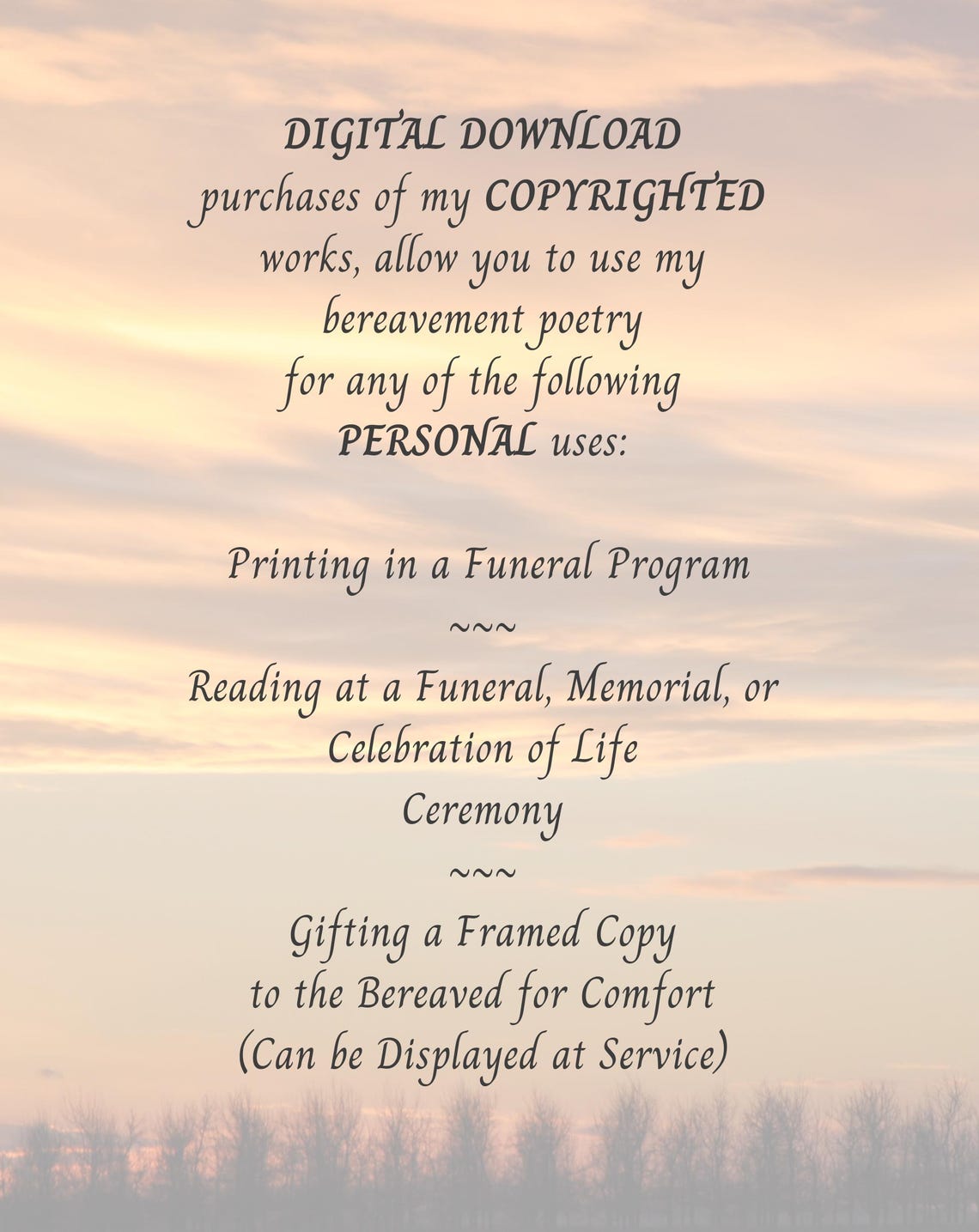 INSTANT DOWNLOAD Sympathy: "goodnight," Remembrance, Funeral, Loss ...