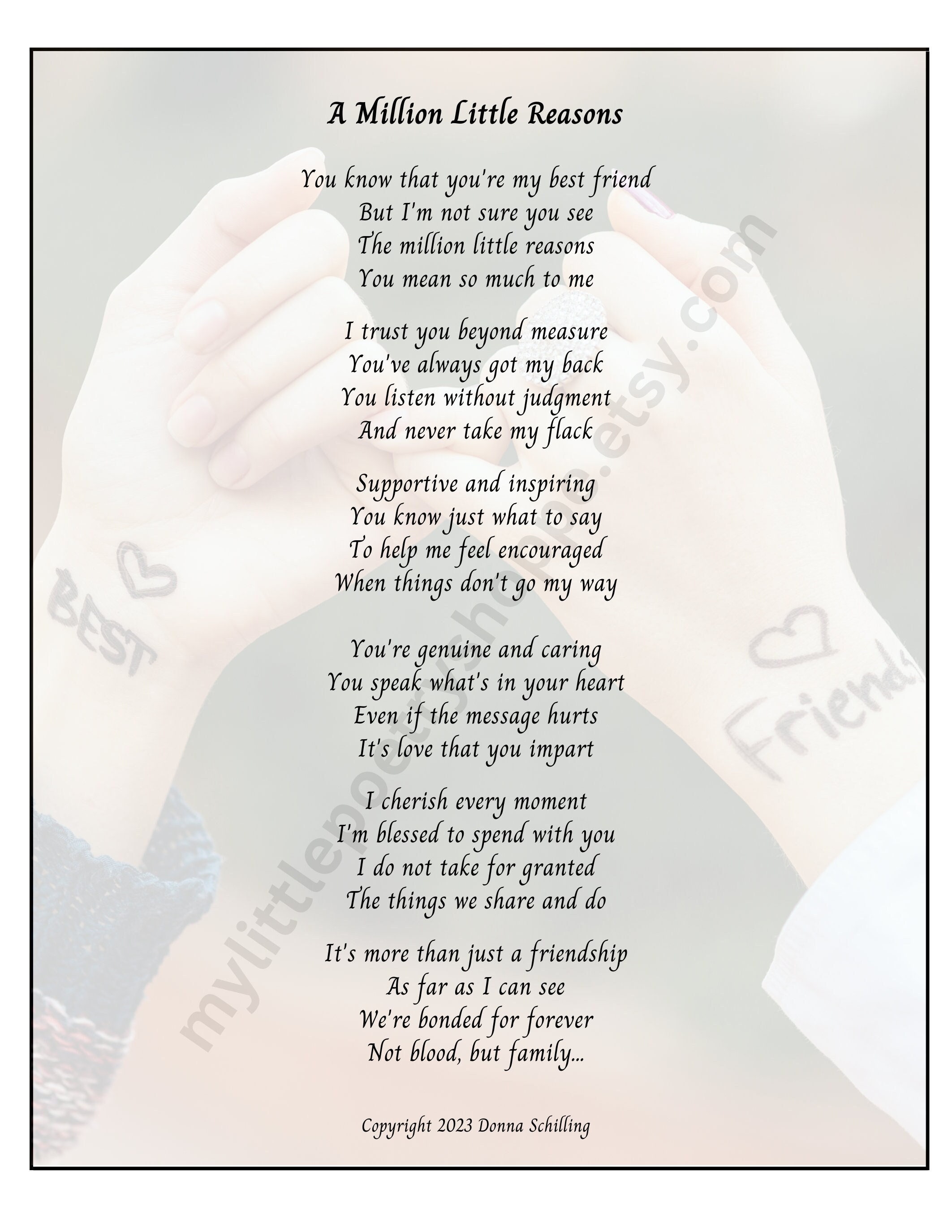 A Million Little Reasons Friend Poem, Best Friend Poem, Friendship Poem ... A Million Little Reasons Friend Poem, Best Friend Poem, Friendship Poem ...