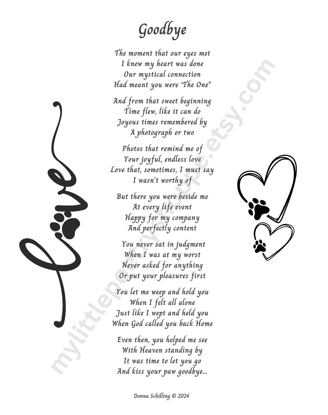 INSTANT DOWNLOAD (love Background) Pet Loss: "goodbye," Animal Loss ...