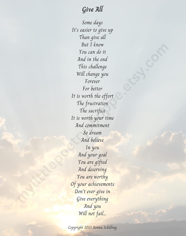 Give All - Encouragement Poem, Uplifting Poem, Inspirational Poem ...