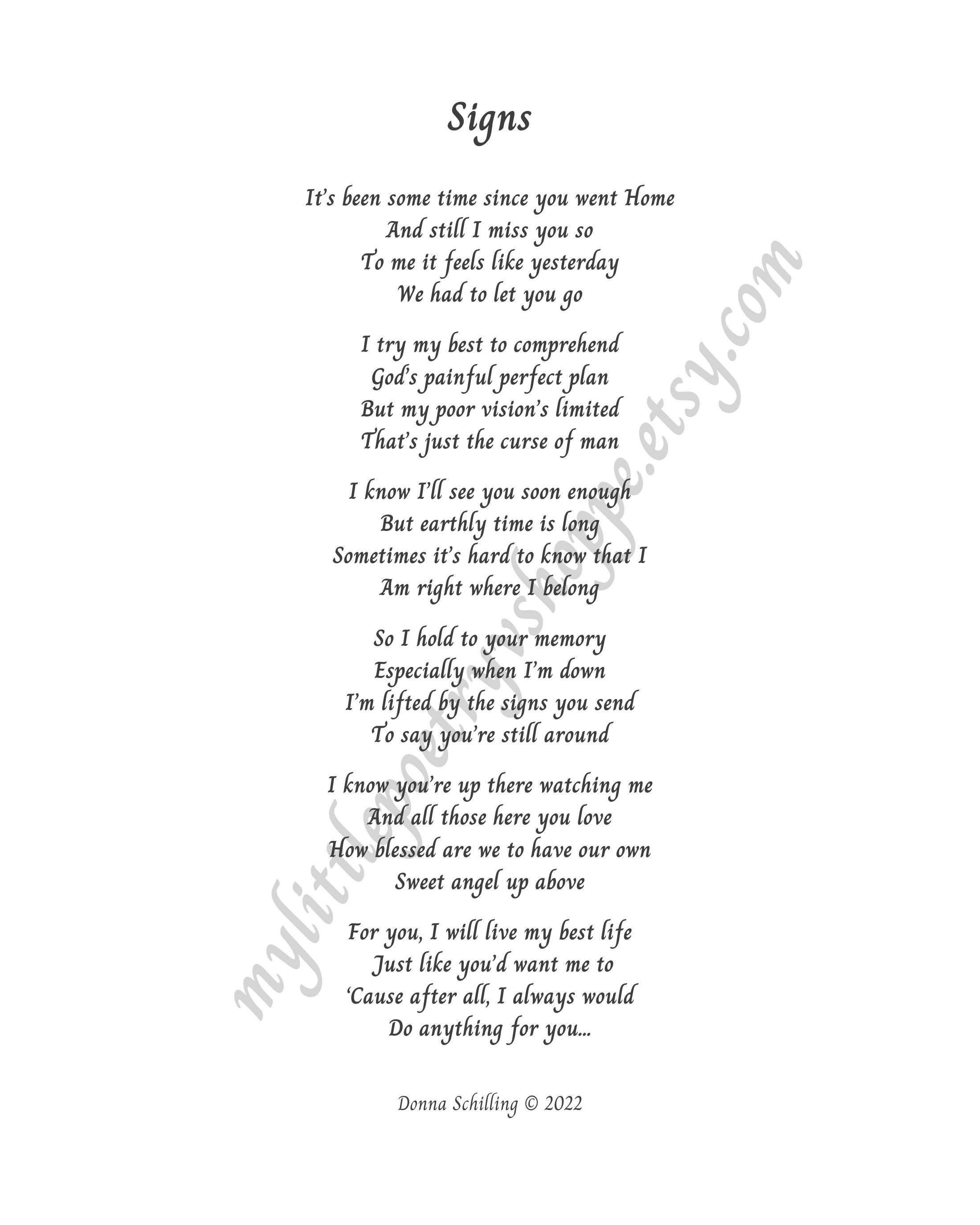 Signs Sympathy Remembrancefuneral Memory Friend Loss Funeral Program Printed Poem Choose