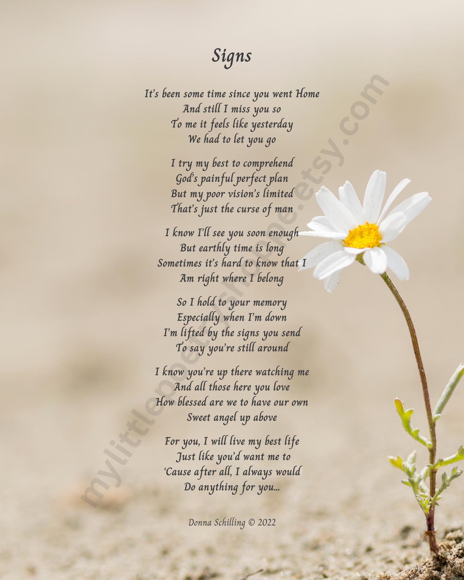 Signs - Sympathy Poem, Bereavement Poem, Memory Poem, Funeral Program ...