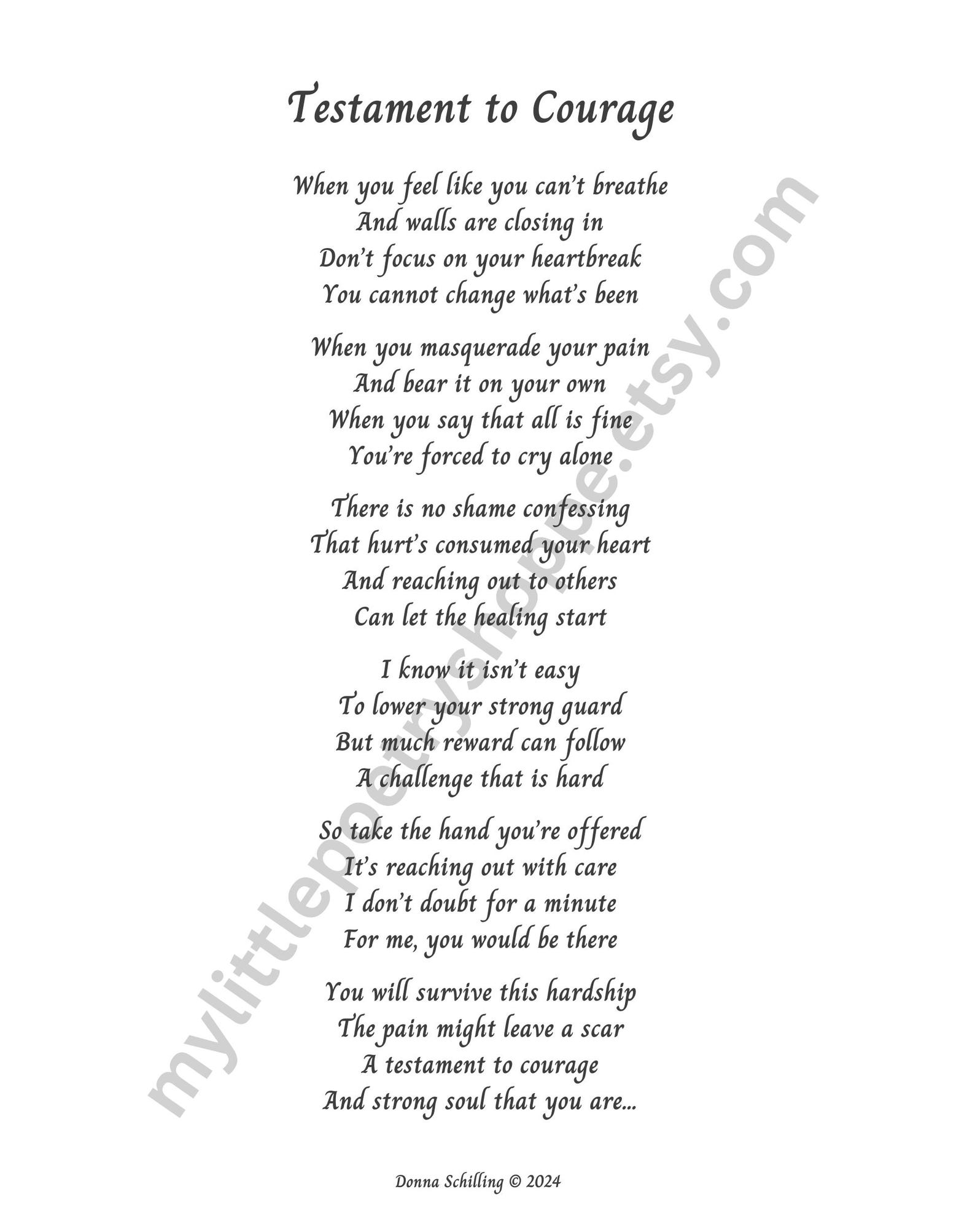 Testament to Courage- Encouragement Poem, Uplifting Poem, Inspirational ...