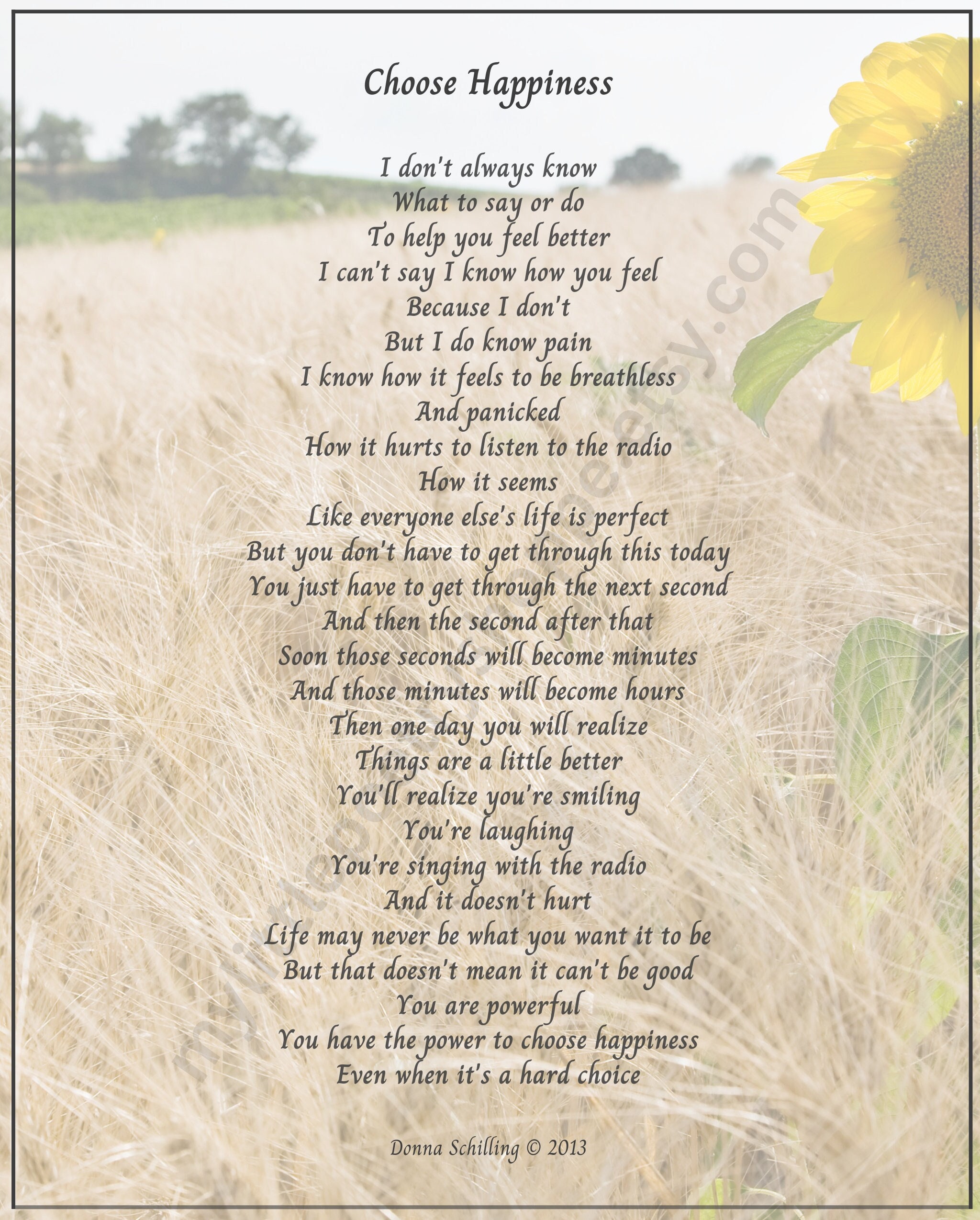 Choose Happiness Encouragement Poem, Uplifting Poem, Inspirational Poem ...