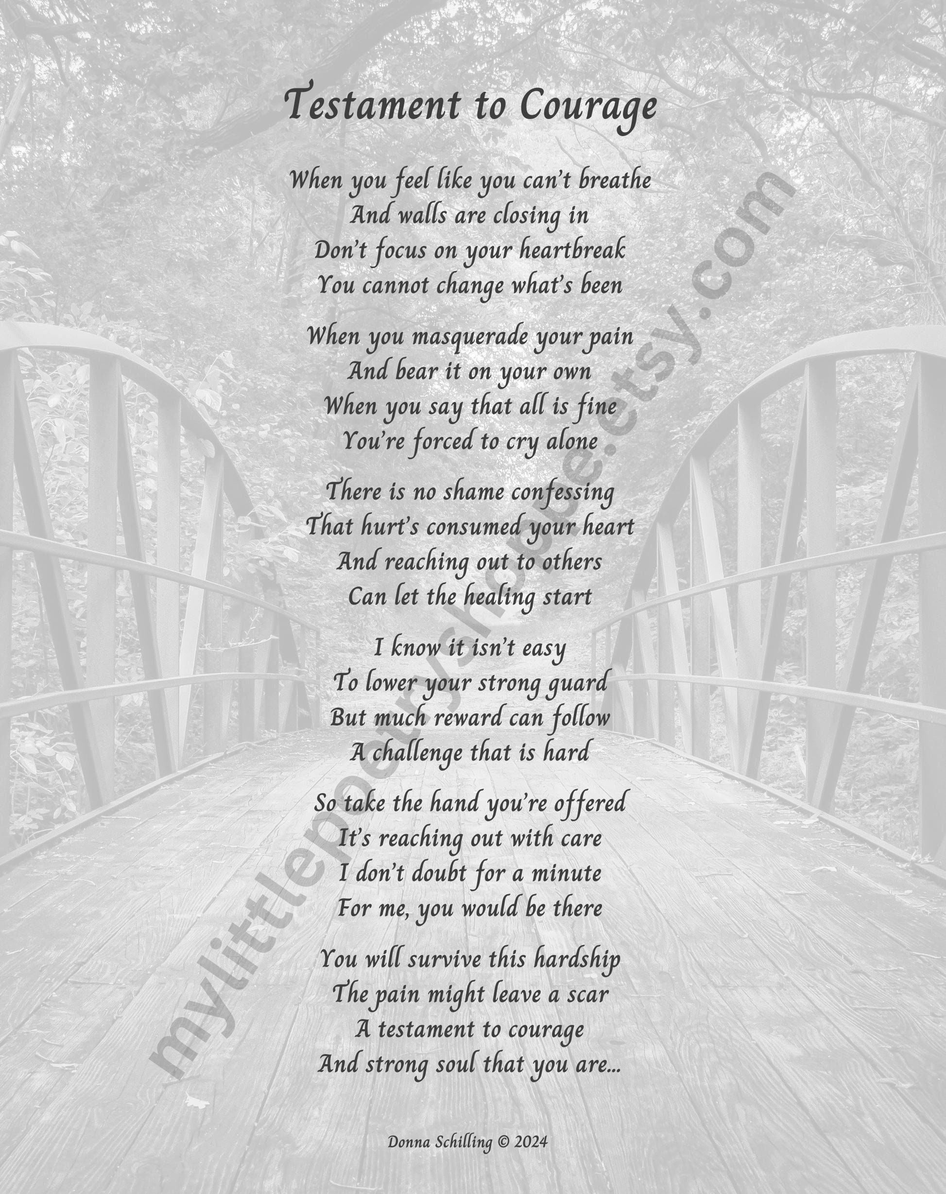 Testament to Courage- Encouragement Poem, Uplifting Poem, Inspirational ...