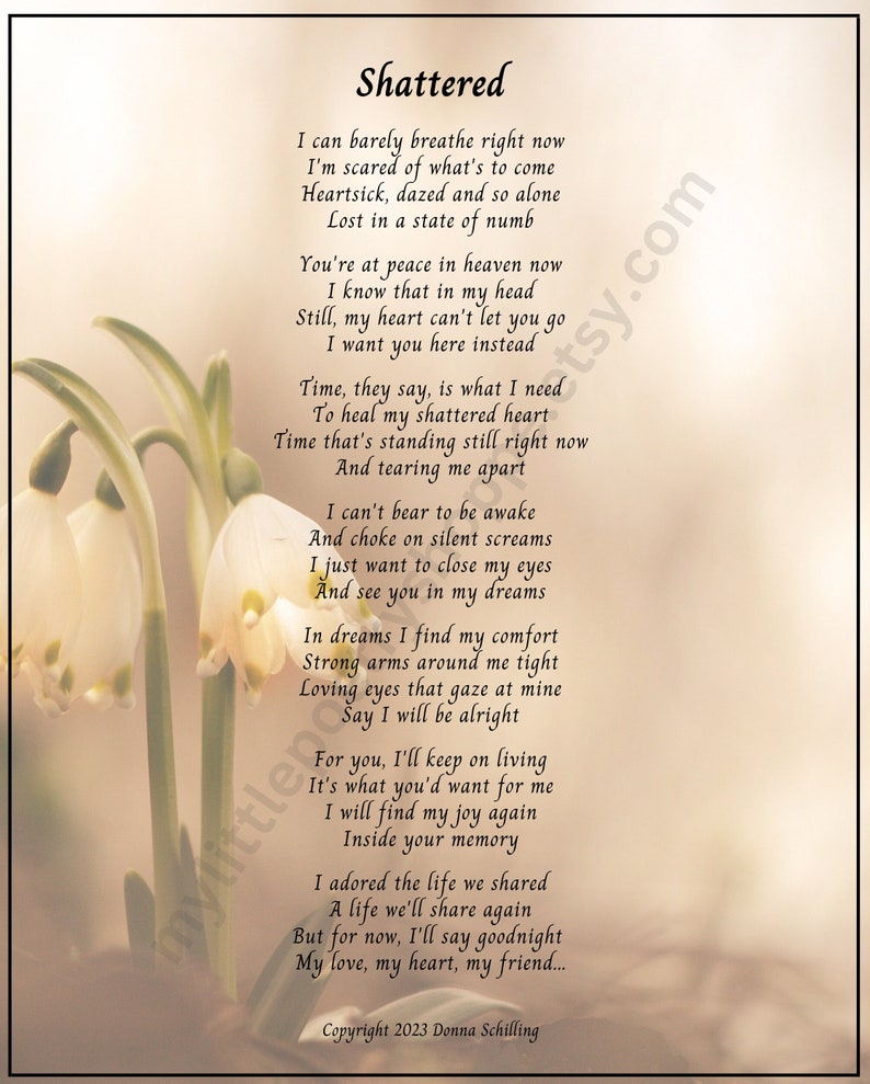 Shattered Sympathy Poem Bereavement Poem Memory Poem - Etsy