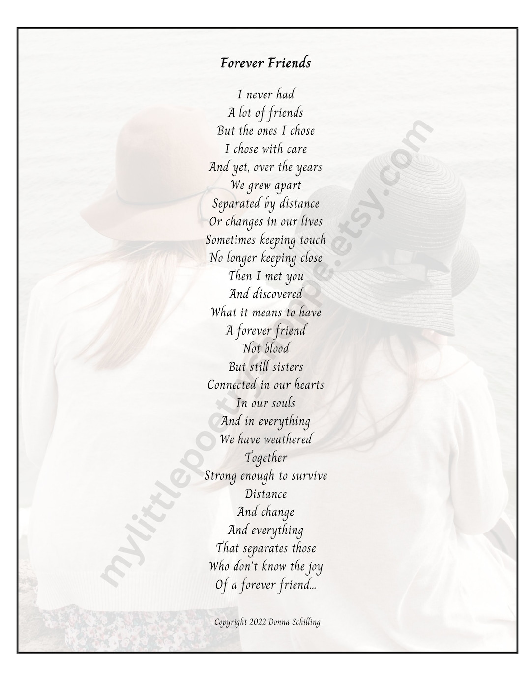 Forever Friends, INSTANT DIGITAL DOWNLOAD, Friend Poem, Best Friend ...