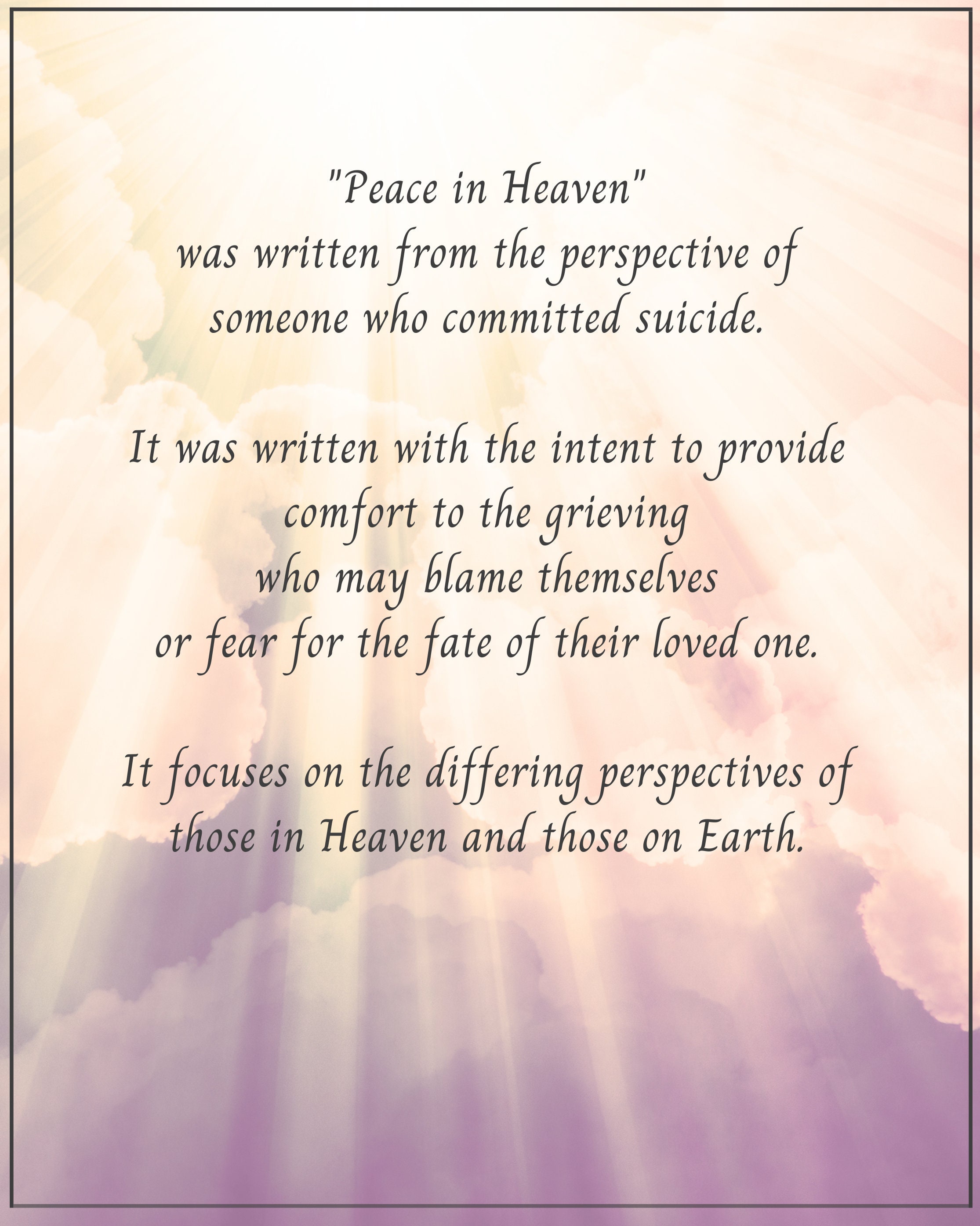 Peace in Heaven Sympathy Poem, Bereavement Poem, Memory Poem, Funeral ...