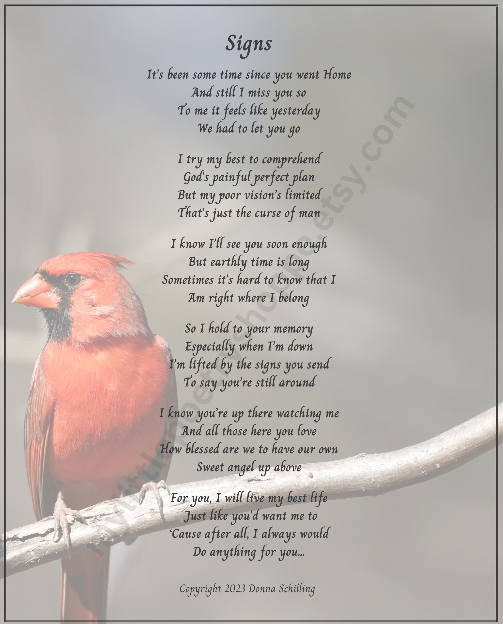 Signs Sympathy Poem, Bereavement Poem, Memory Poem, Funeral Program ...