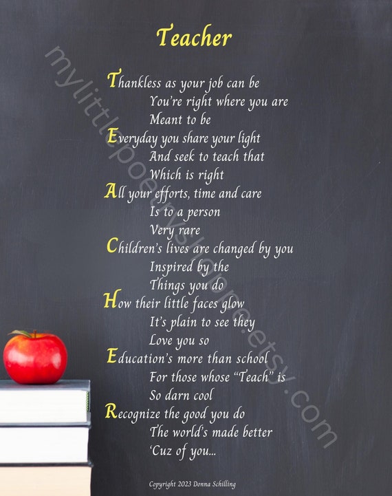 Teacher Appreciation Poems