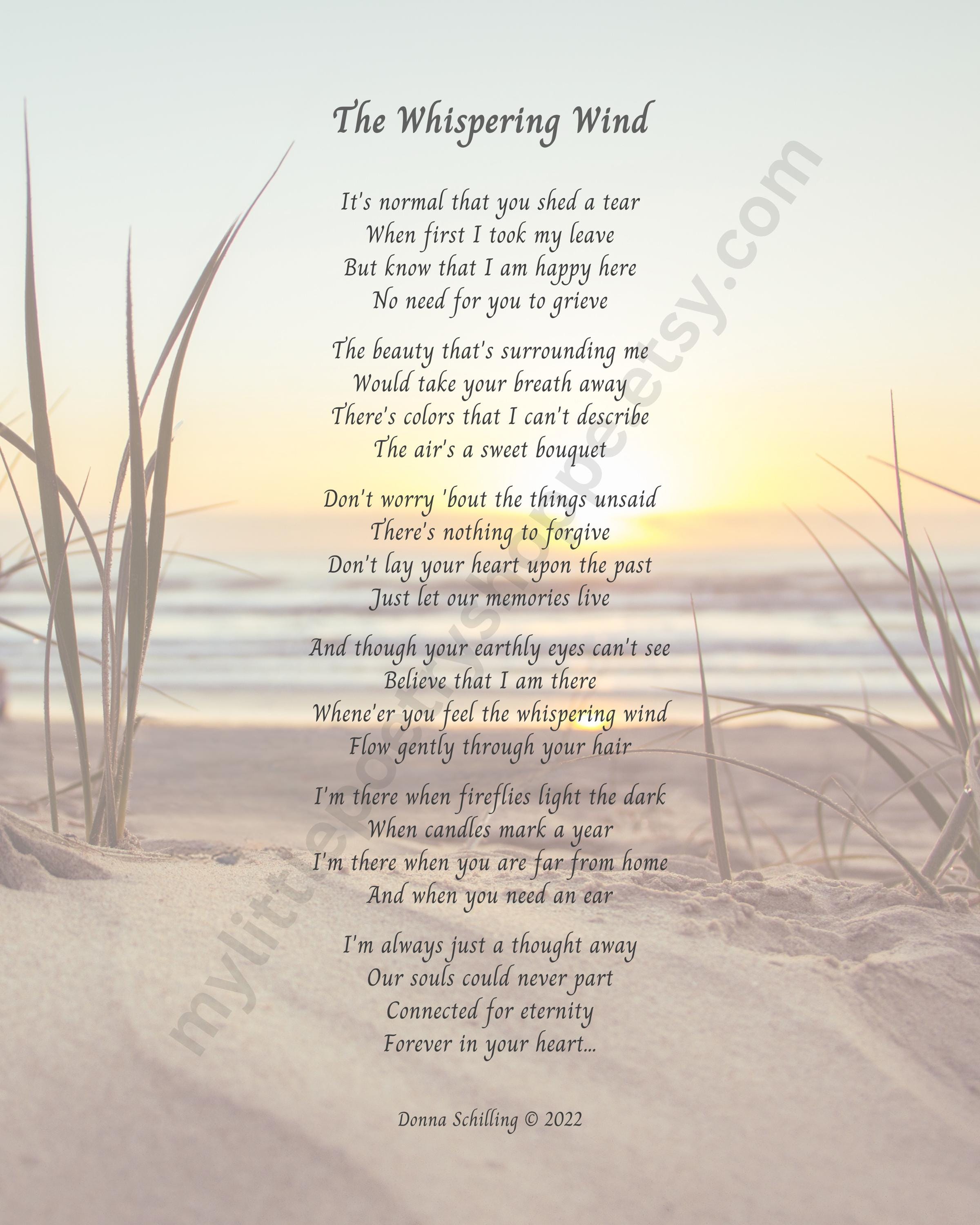 The Whispering Wind -sympathy Poem, Funeral or Bereavement Poem ...