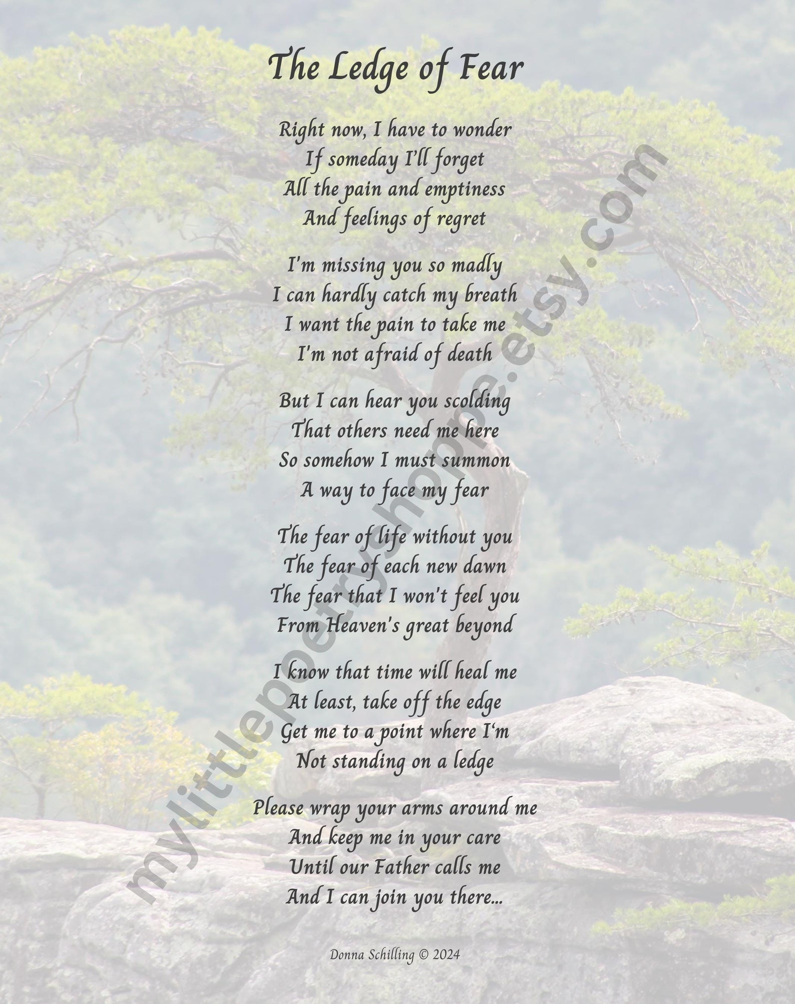 Ledge of Fear -loss Poem, Pain Poem, Loss of Spouse, Loss of Significant Other, INSTANT DIGITAL ...
