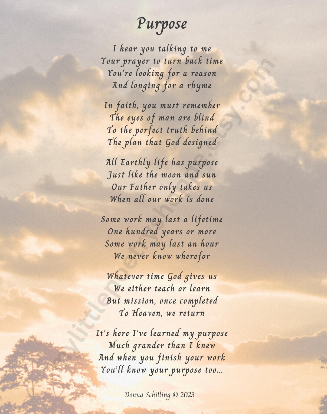 Purpose- Sympathy Poem, Bereavement Poem, Memory Poem, Funeral Program ...