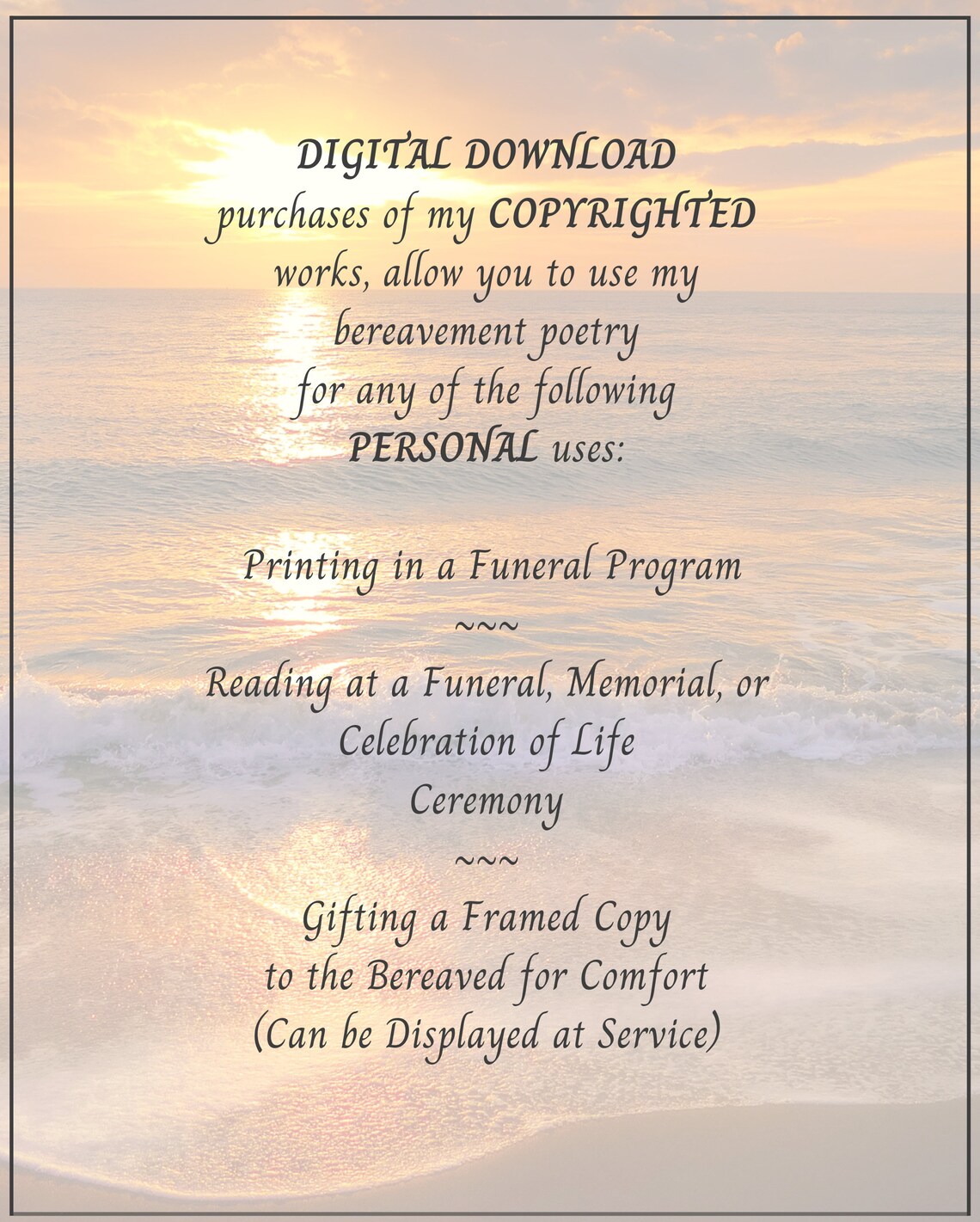 Everywhere Sympathy Poem, Bereavement Poem, Memory Poem, Funeral ...