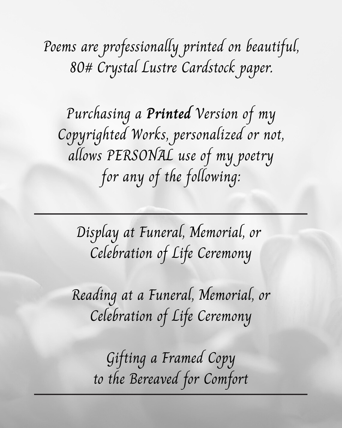 PRINTED Sympathy Poem: "the Call," Bereavement, Memory, Unexpected Loss ...