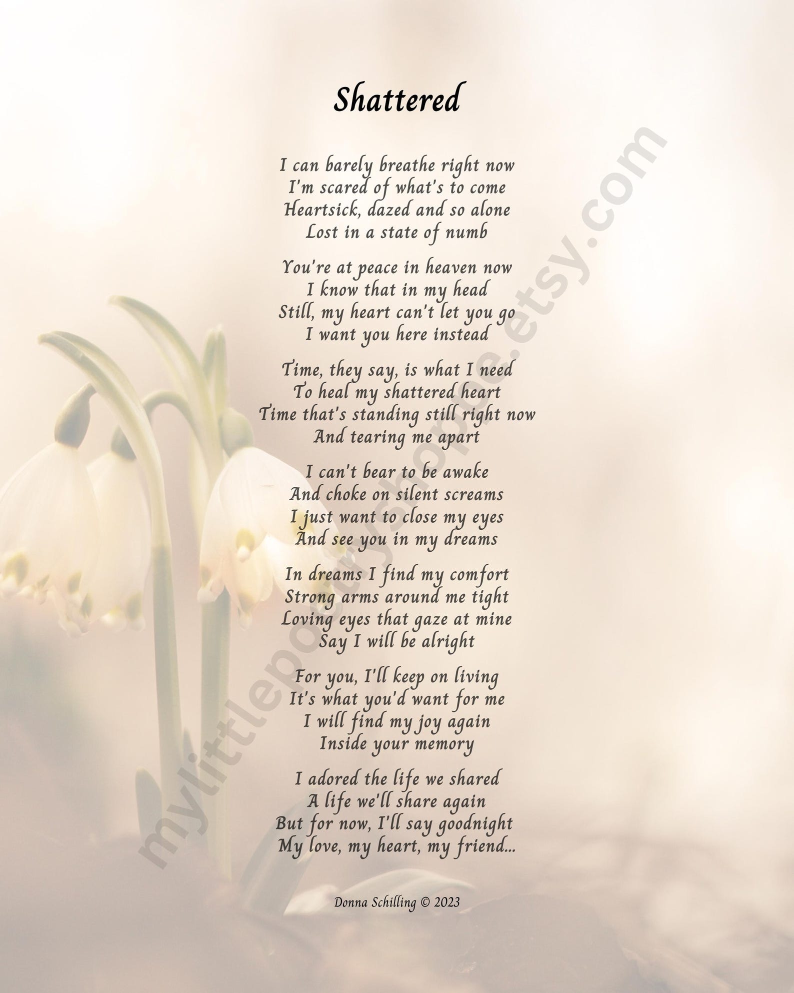 Shattered - Sympathy Poem, Bereavement Poem, Memory Poem, Funeral ...