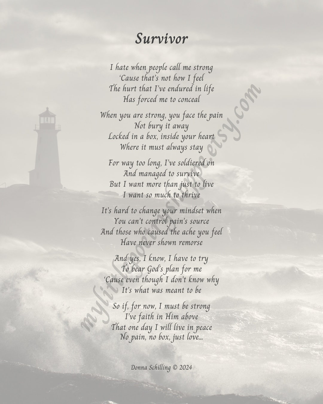 Survivor Encouragement Poem, Uplifting Poem, Inspirational Poem, Friend ...