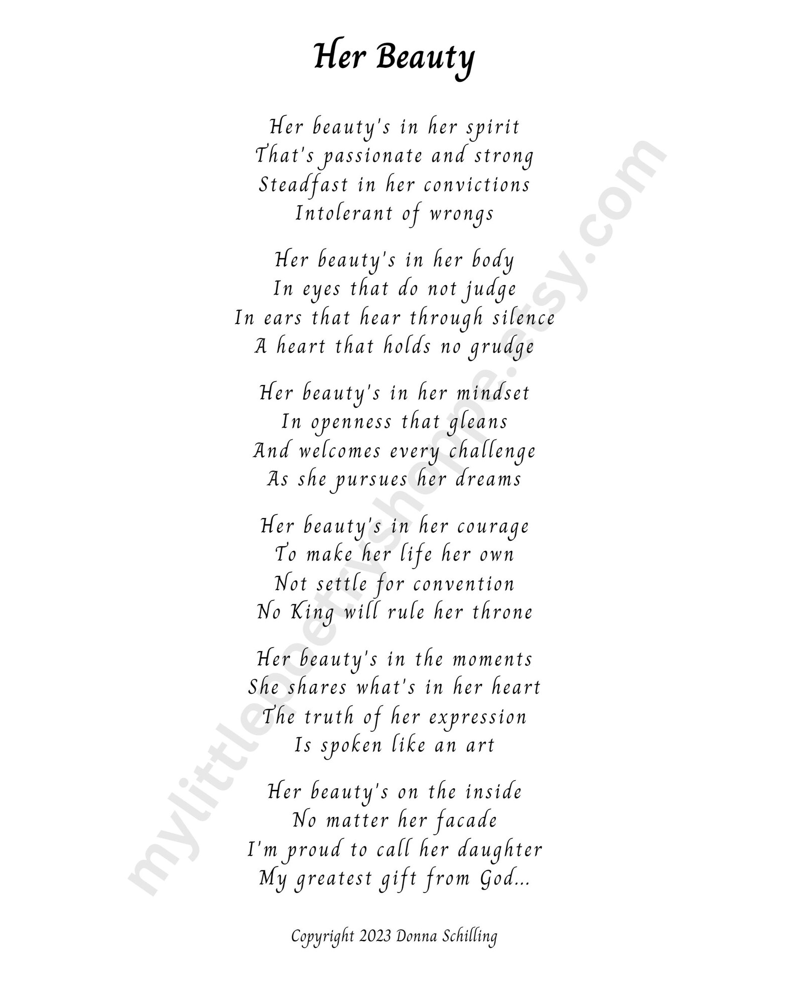 Her Beauty - Poem for Daughter, Uplifting Poem, Inspirational Poem ...