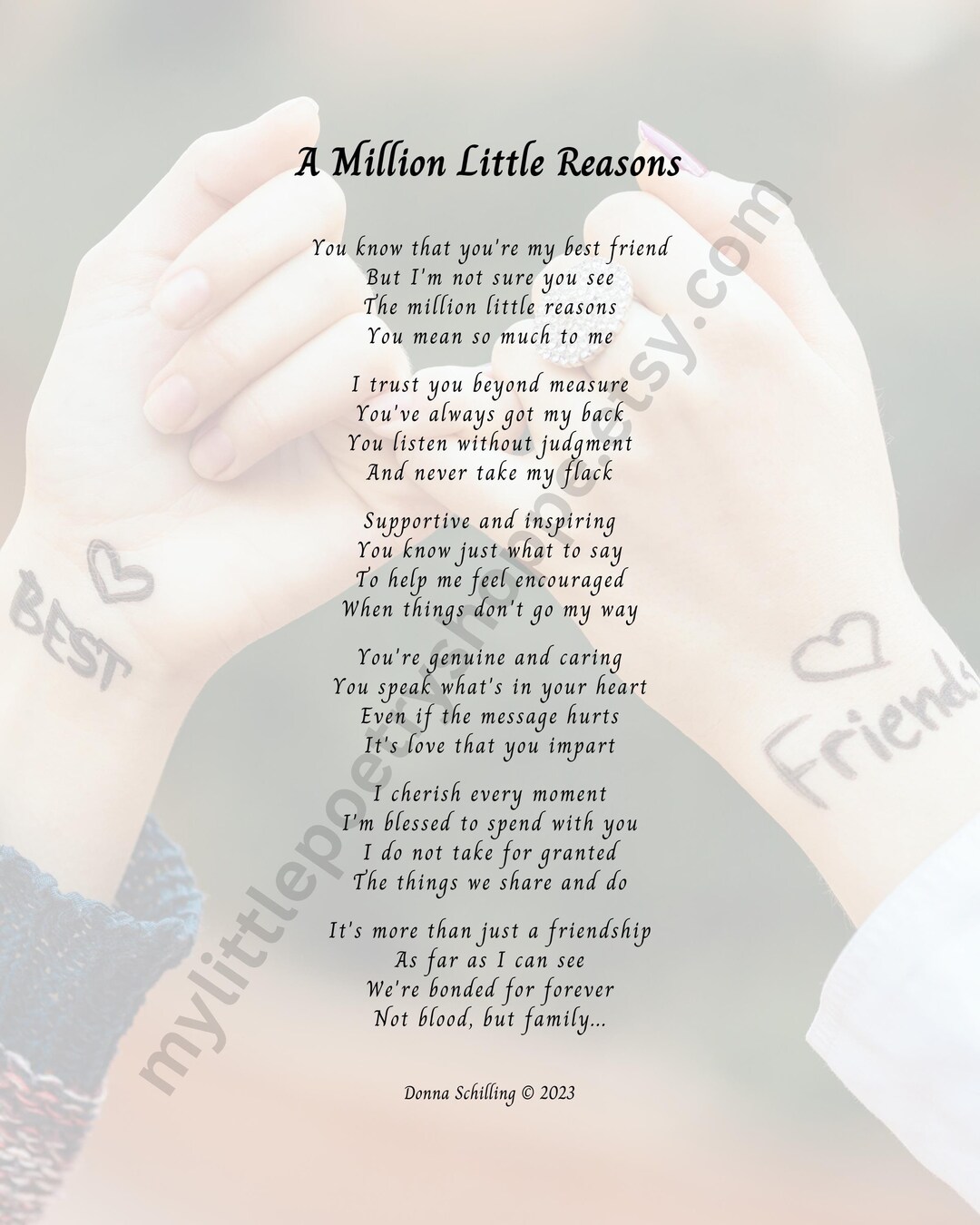 A Million Little Reasons - INSTANT DIGITAL DOWNLOAD, Friend Poem, Best ... A Million Little Reasons - INSTANT DIGITAL DOWNLOAD, Friend Poem, Best ...