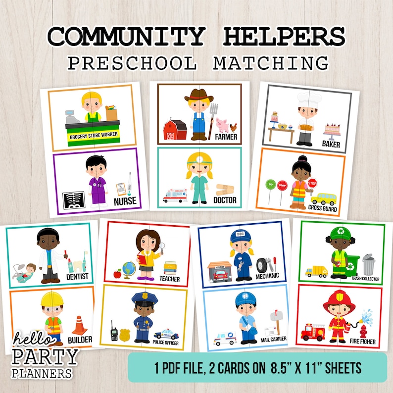 Community Helpers Matching Game: Preschool Learning Activity (PDF) - Etsy