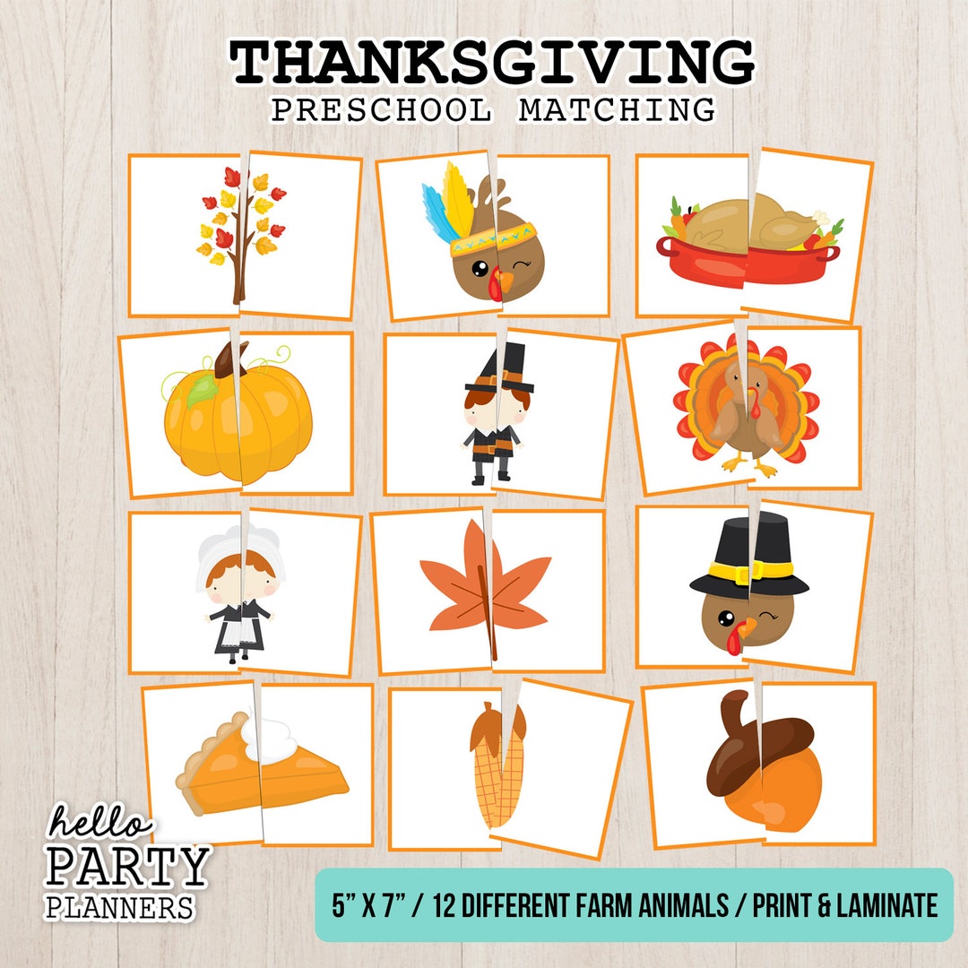 Thanksgiving Matching Game: Preschool Activity (digital Download) - Etsy