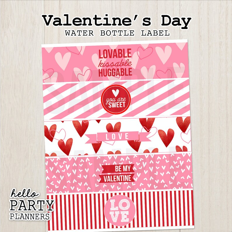 Valentine's Day Water Bottle Label, Valentine Party Water Bottle ...