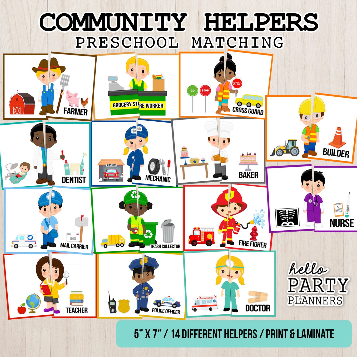 Community Helpers Matching Printable Community Workers