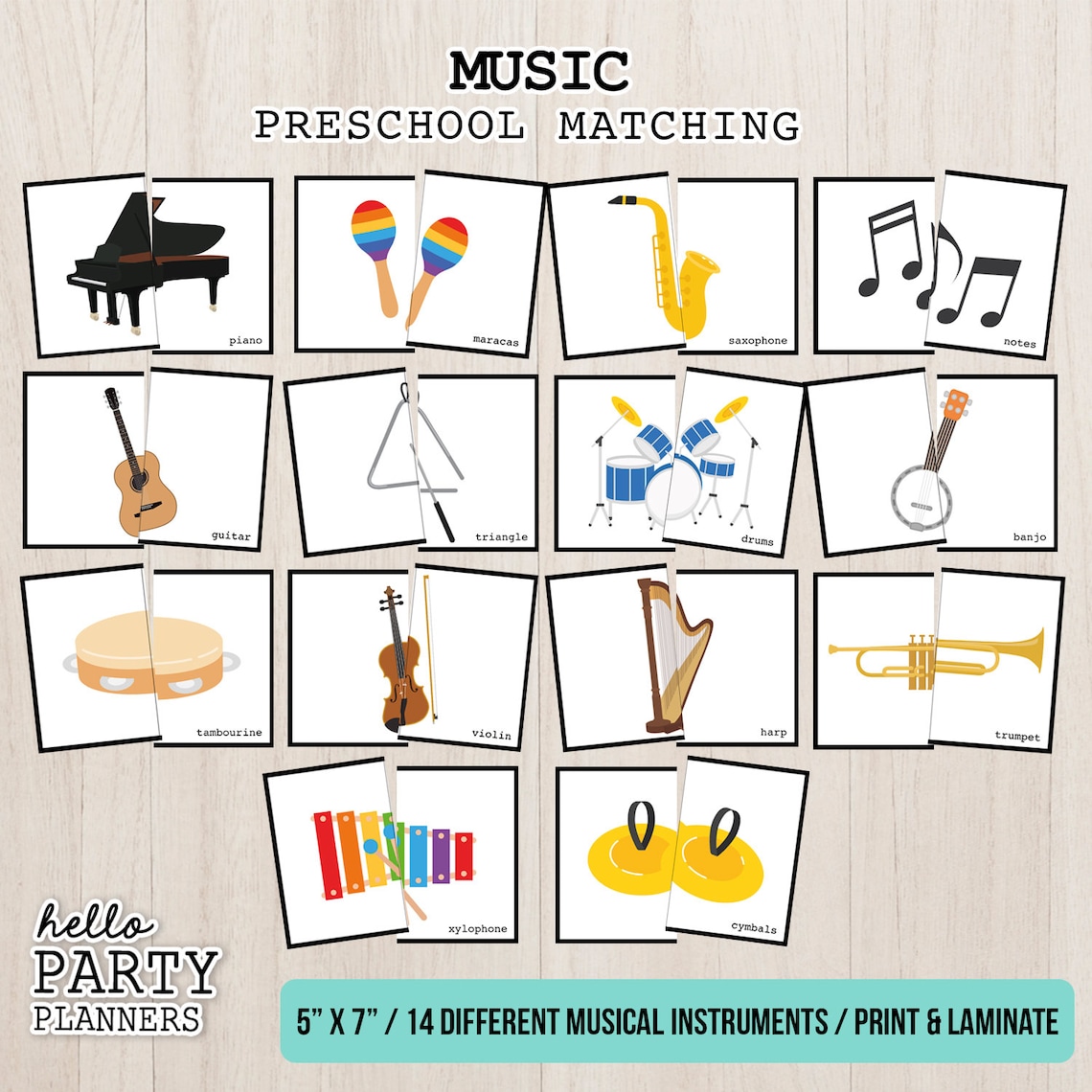 Musical Instruments Matching Game: Preschool Music Unit (digital ...