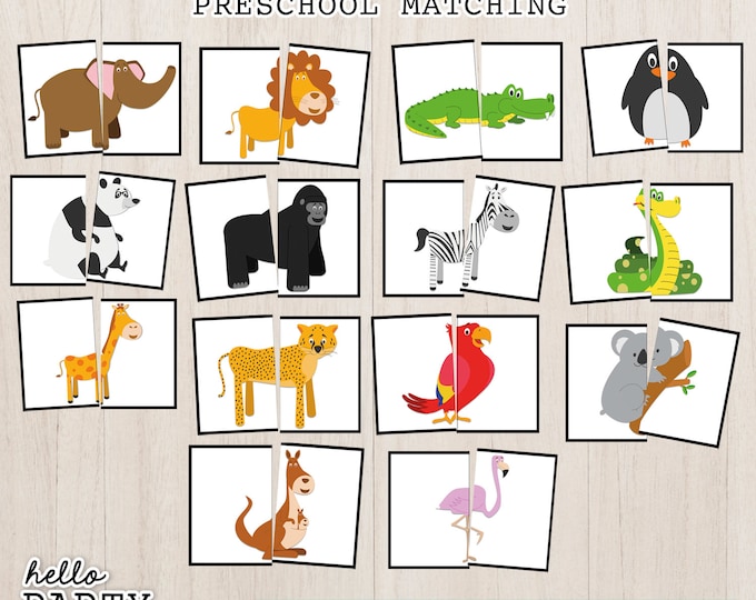 Zoo Animal Matching Game Preschool Activities Printable Zoo Matching ...