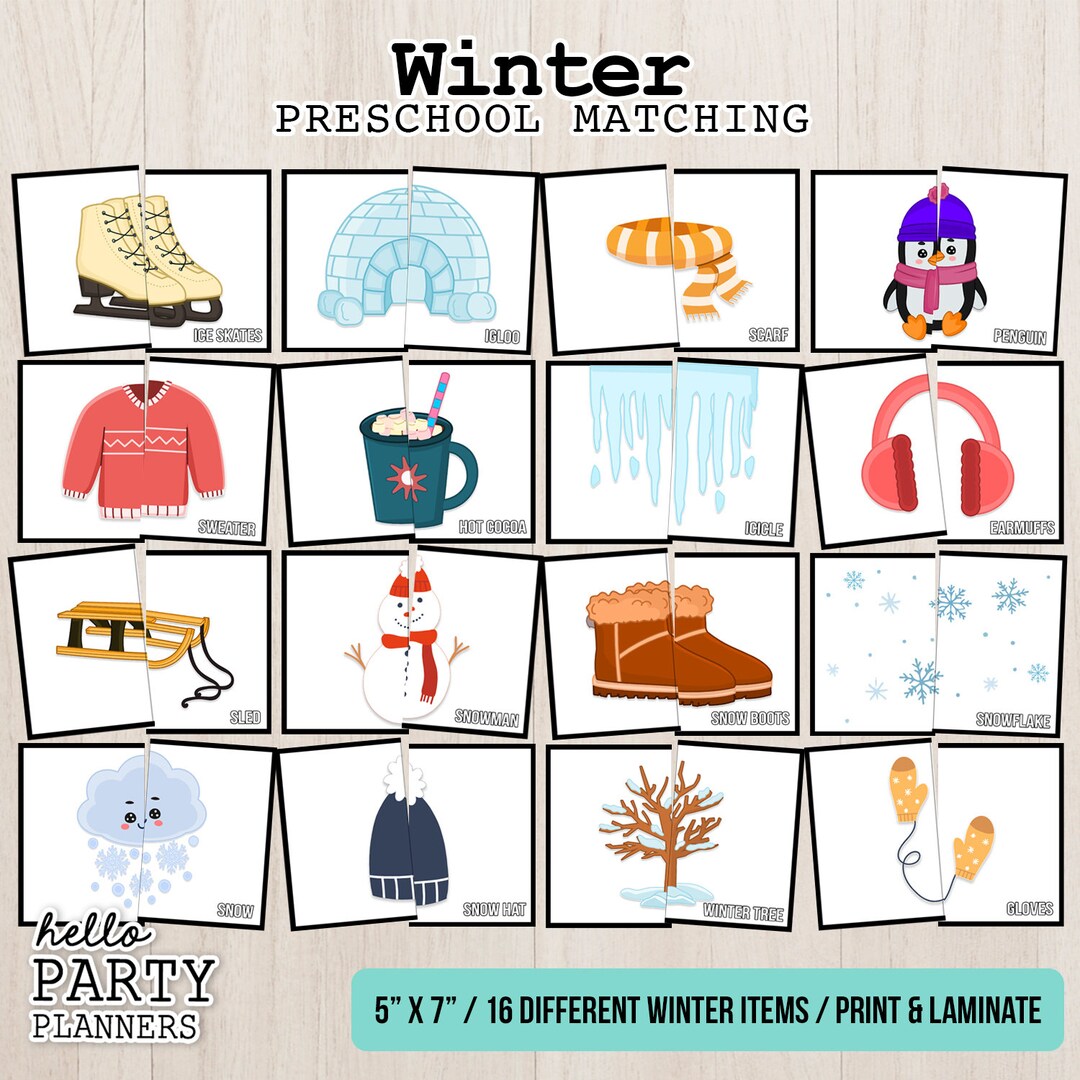 Winter Themed Matching Game Preschool Activities Printable Winter Unit ...