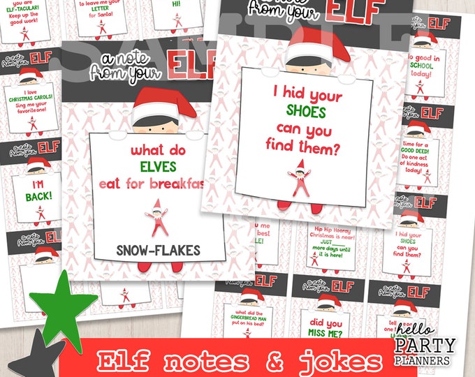Editable Elf Jokes Cards, Christmas Elf Activity Cards, Notes for Elf ...