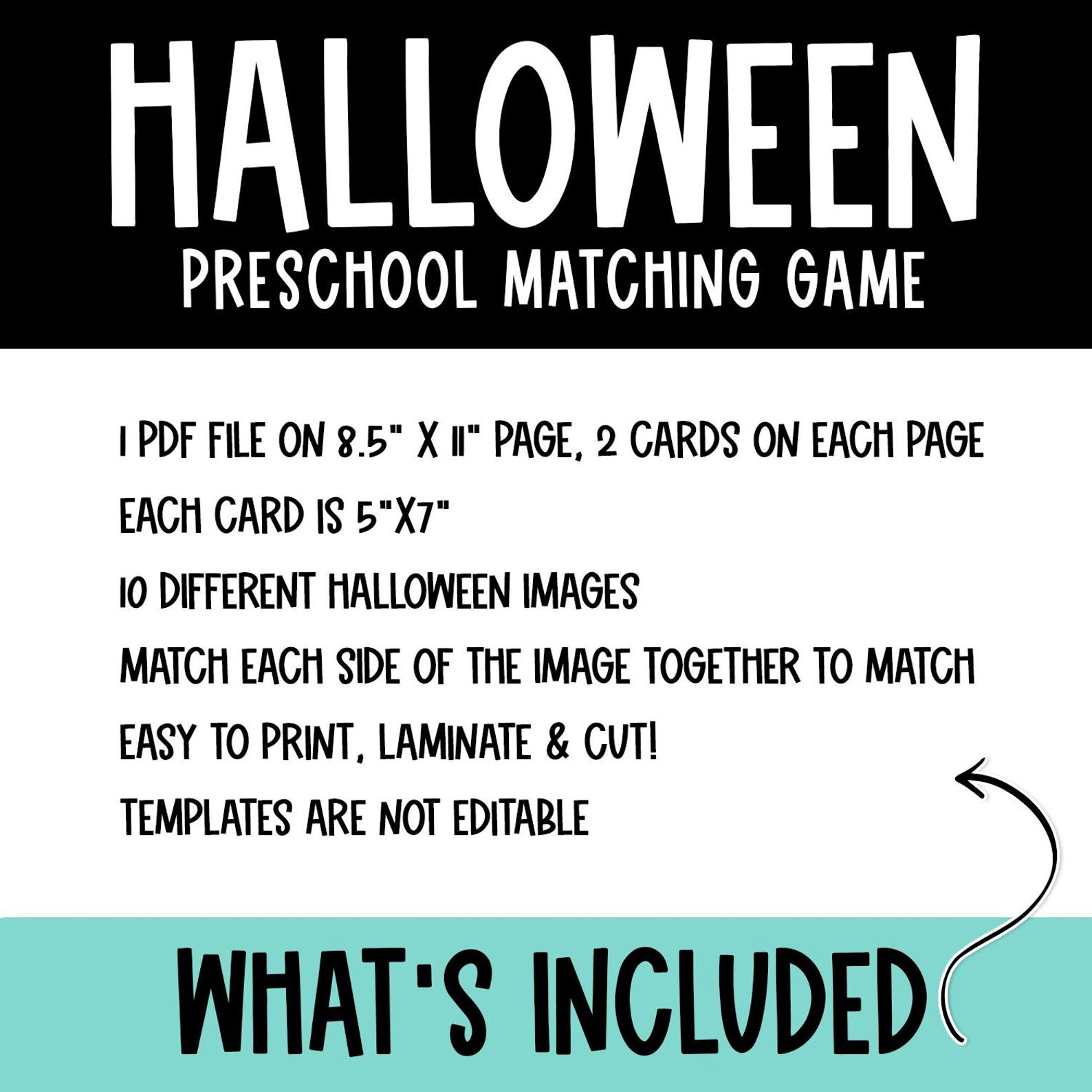 Halloween Preschool Matching Game Printable | Toddler Matching Cards ...