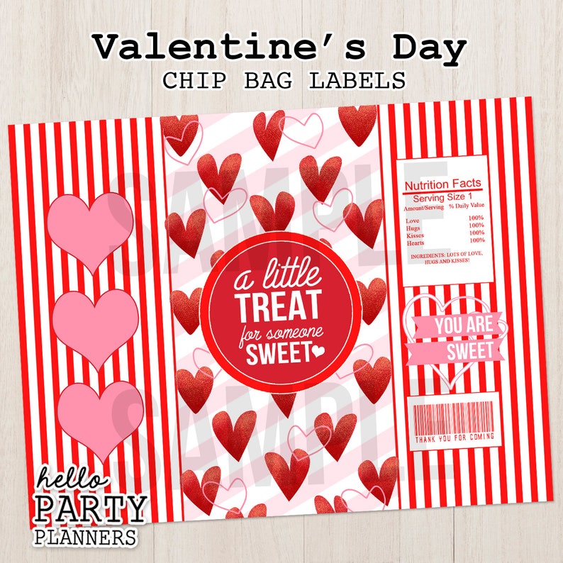 Valentine's Day Chip Bag Labels: Sweet Treat Printable (instant ...