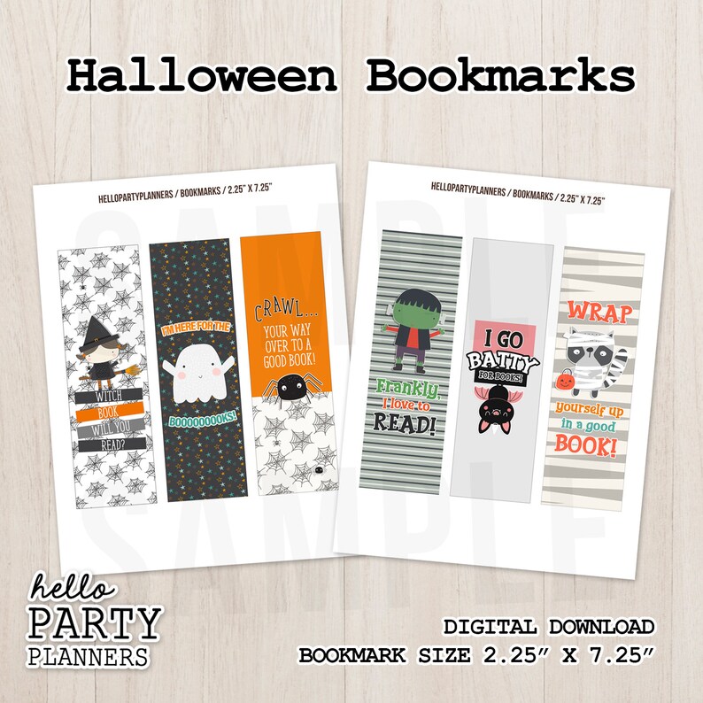 Halloween Bookmarks, Halloween Printable Bookmark, Bookmarks, Instant ...