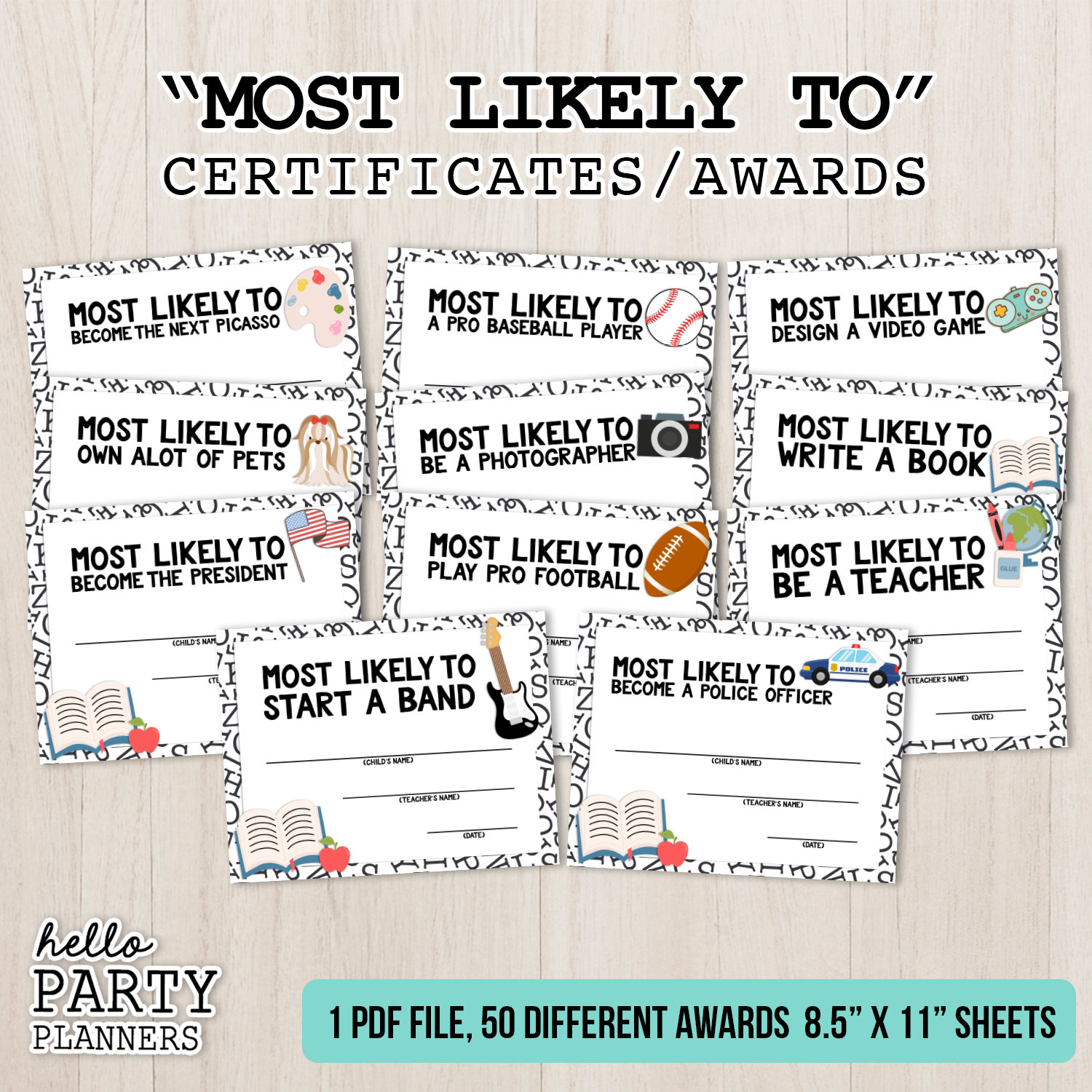 Teacher Award Certificates: End of Year 'most Likely To' Awards (PDF ...
