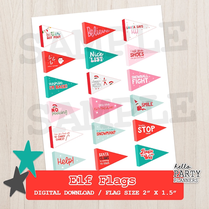 Digital Elf Flags, Elf Notes, Elf Jokes, Elf Notes Jokes, Elf Activity ...