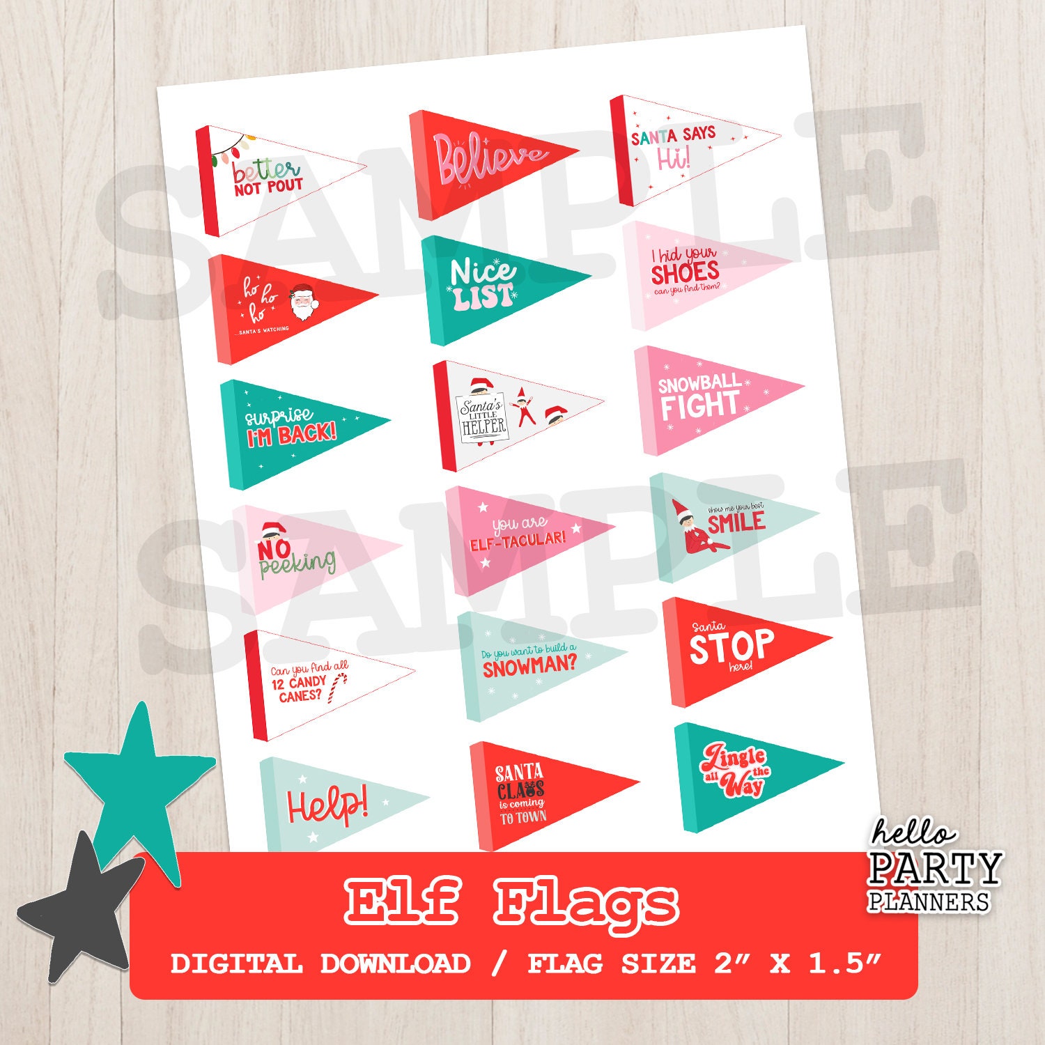 Digital Elf Flags, Elf Notes, Elf Jokes, Elf Notes Jokes, Elf Activity ...