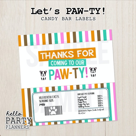 EDITABLE Puppy Birthday Chocolate Bar Label Puppy Pawty - Etsy