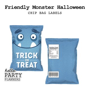 Halloween Chip Bag Labels, Monster Treat Label, Chip Bag Label Template ...