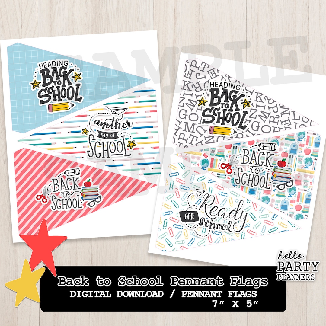 Back to School Pennant Flags: First Day Photo Prop (PDF Printable ...