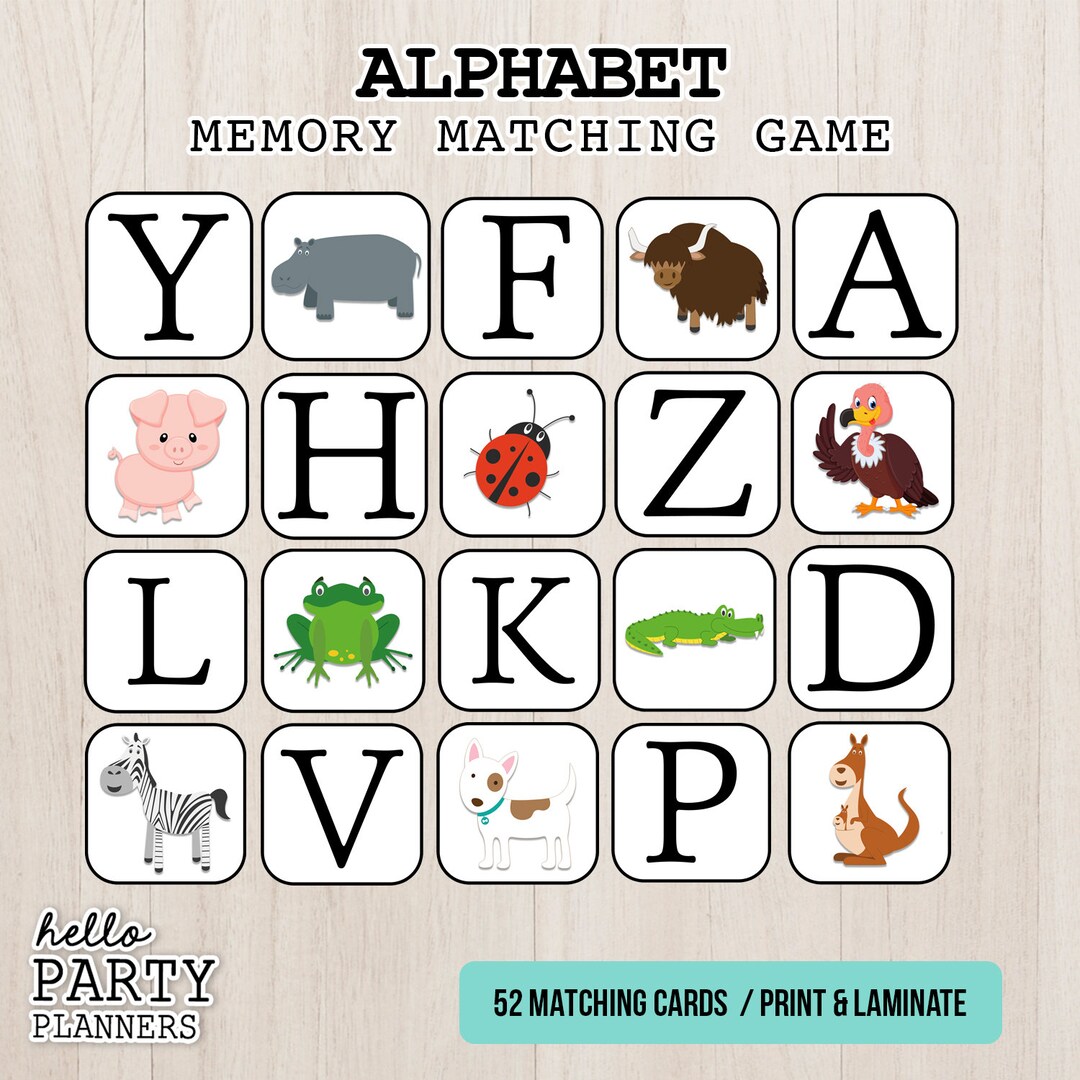 ABC Animal Memory Matching Game: Preschool Printable (PDF) - Etsy